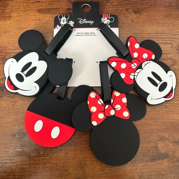 Disney | Accessories | Disney Mickey And Minnie Mouse Bag Tags Black ...